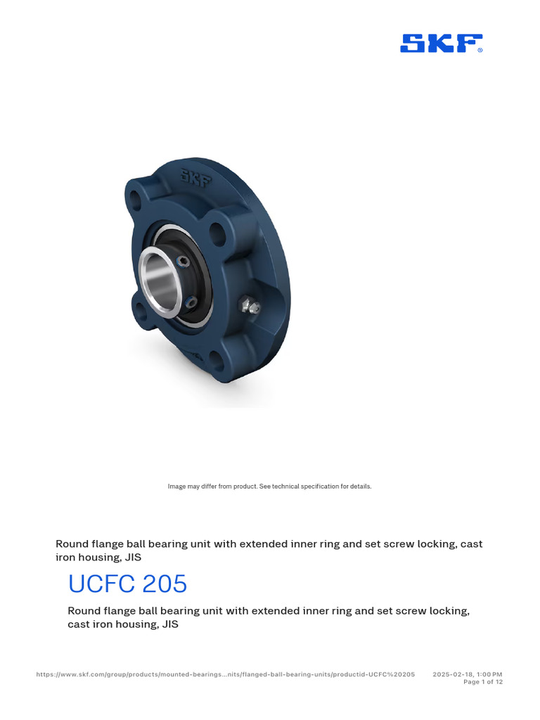 UCFC 205 - Ball Bearing Units - SKF | PDF | Screw | Engineering Tolerance