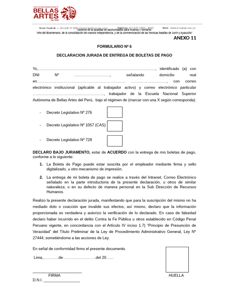 Declaración Jurada de Boletas de Pago | PDF | Justicia | Crimen y violencia