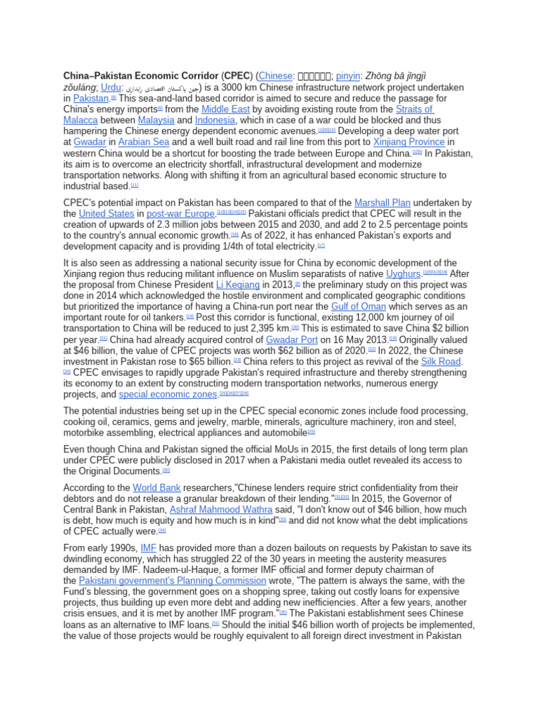 CPEC | PDF | Economies