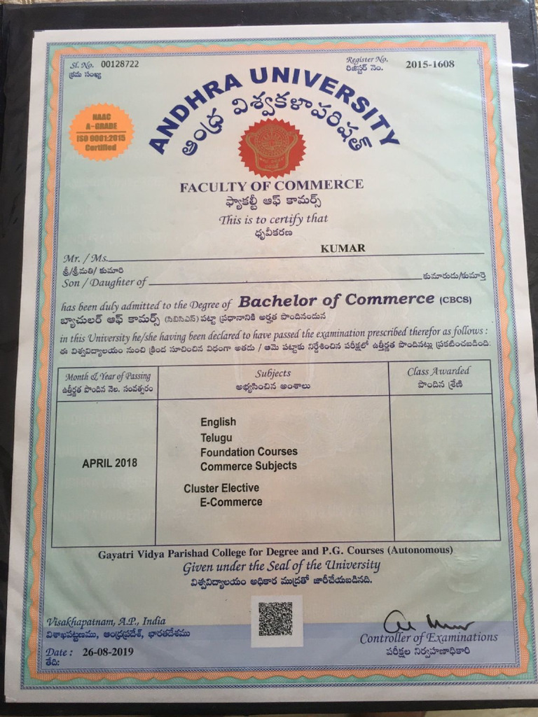 Degree Final Certificate | PDF