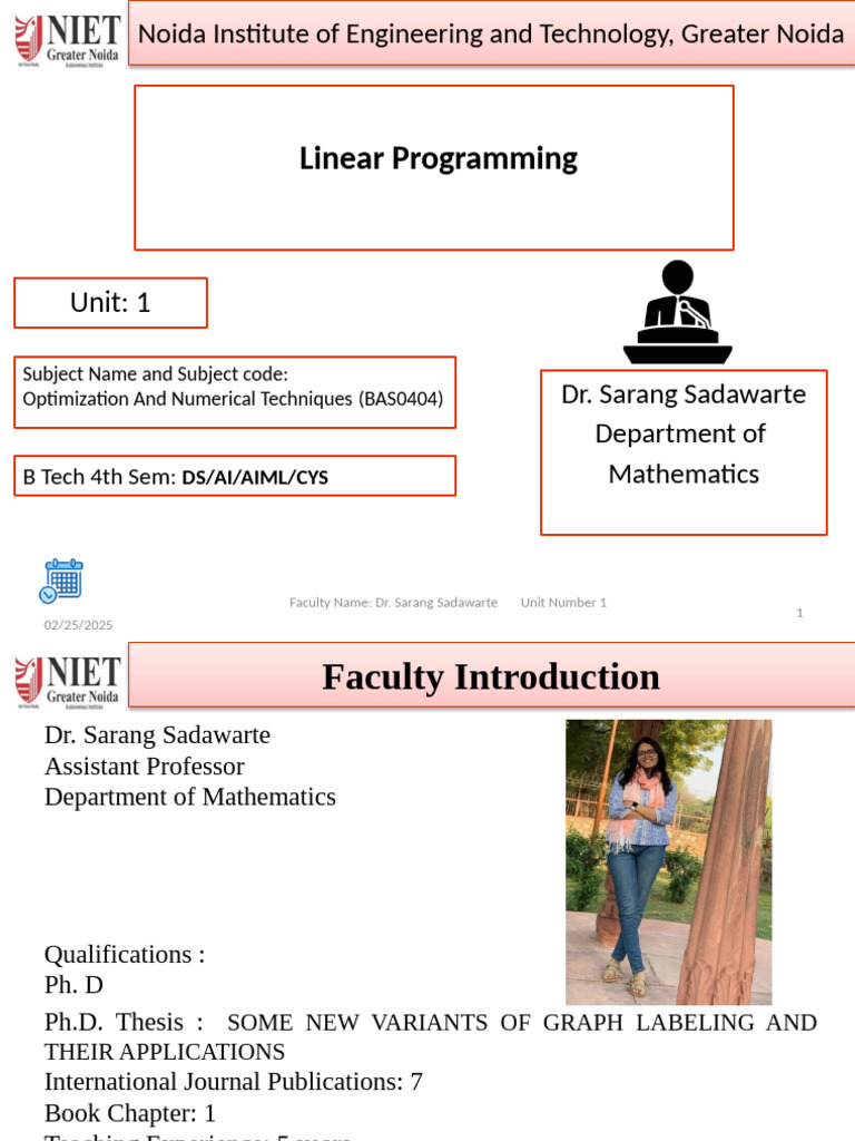Unit 1ont New Updated | PDF | Linear Programming | Mathematical Optimization
