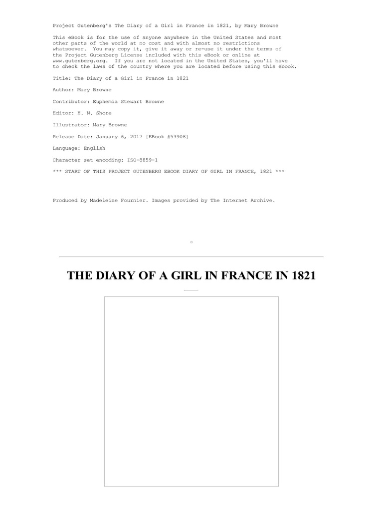 The Diary of a Girl in France in 1821 by Mary Browne - PDF Room | PDF | Project Gutenberg | Gardens