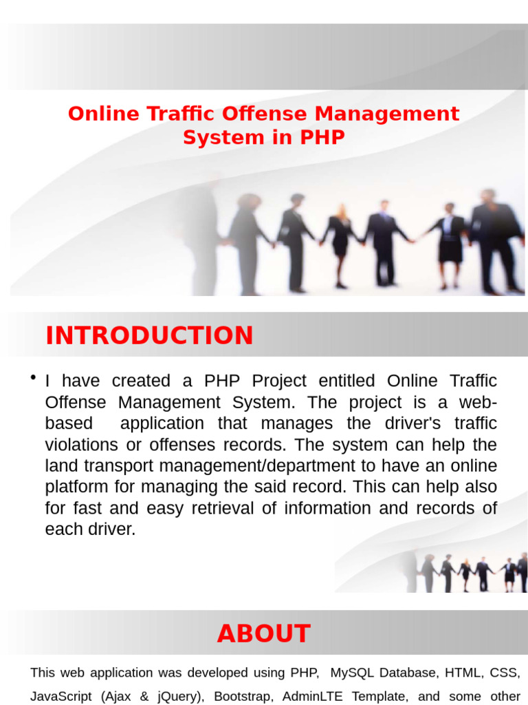 Online Traffic Offense Management System in PHP | PDF | Traffic | World Wide Web