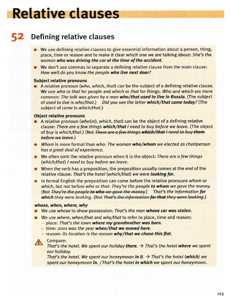 Relative Clause Exercises | PDF