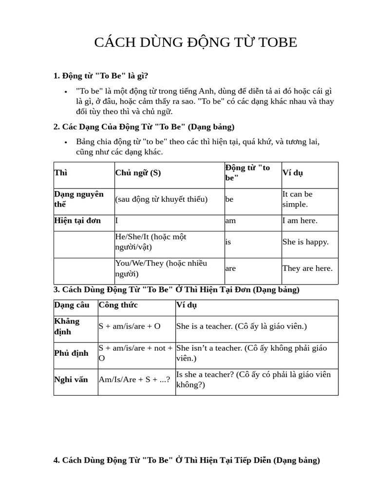 Đ NG T Tobe Và TR Đ NG T Do, Does | PDF