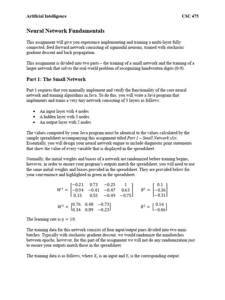 Assignment 2 - Neural Network Fundamentals | PDF | Computational Neuroscience | Algorithms