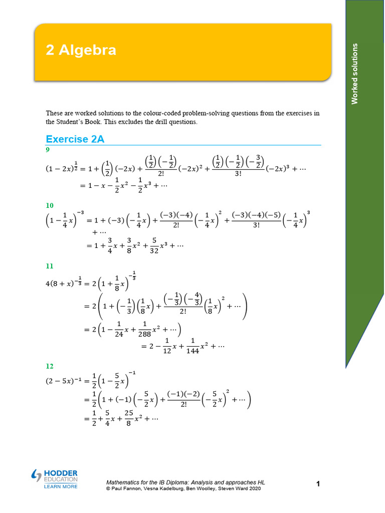 AA HL HDD Soln Binomial PartialFr SystemOfEqn | PDF | Elementary Mathematics | Arithmetic
