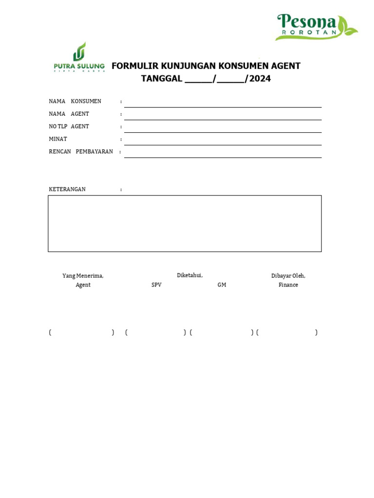 Form Kunjungan Agent 2024 | PDF