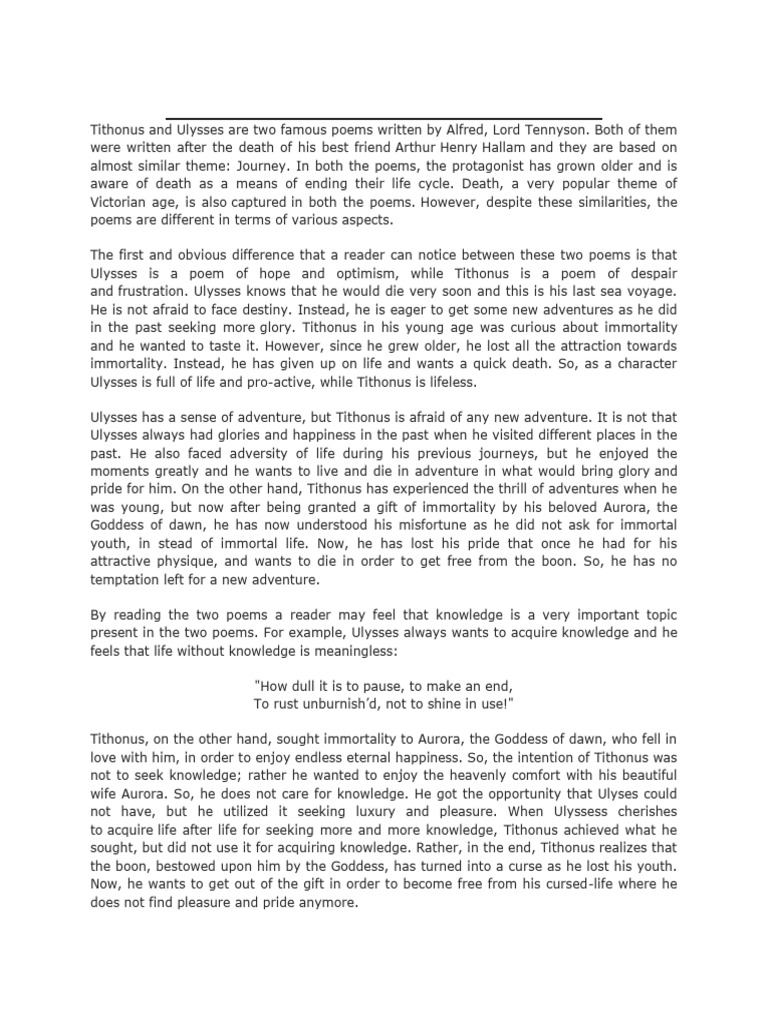 Study Between Poems of Tennyson | PDF