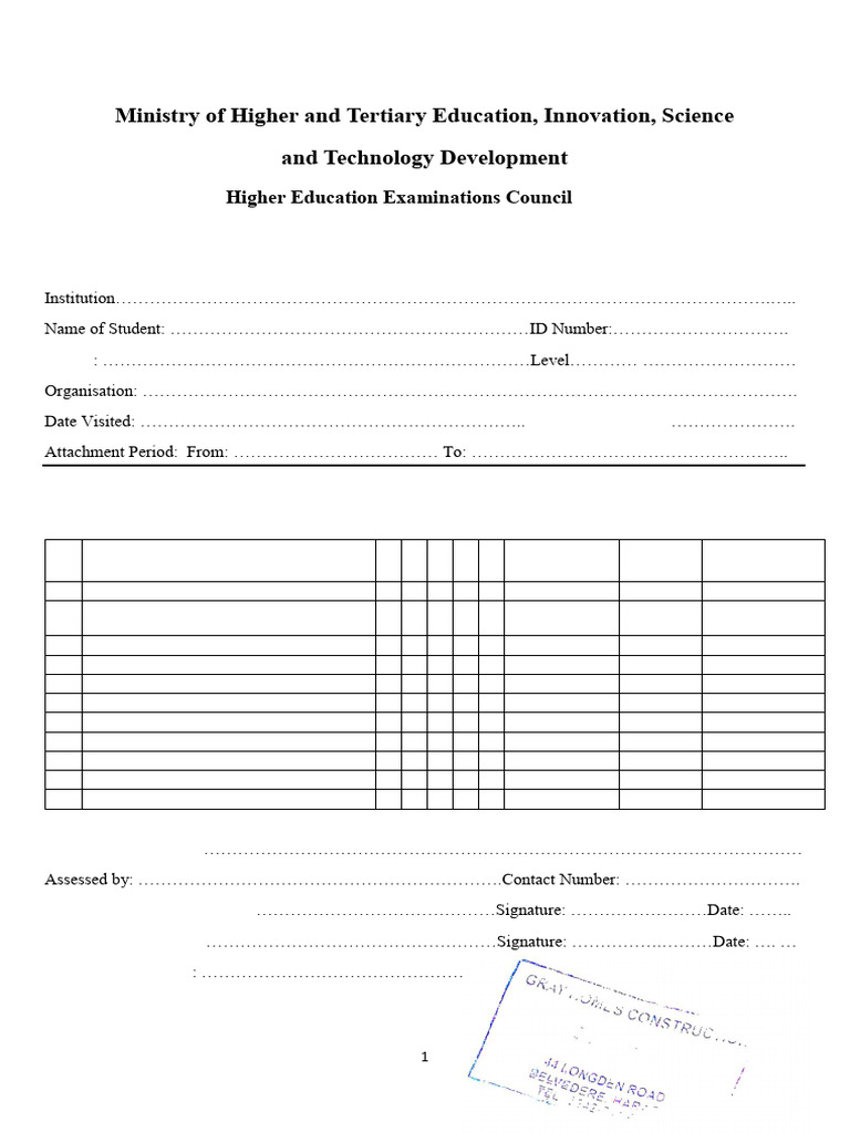 Field Assessment Form | PDF