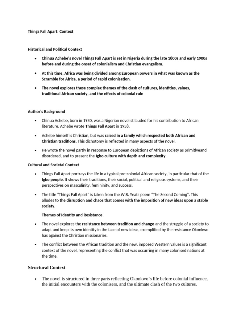 Context of Things Fall Apart Explained | PDF