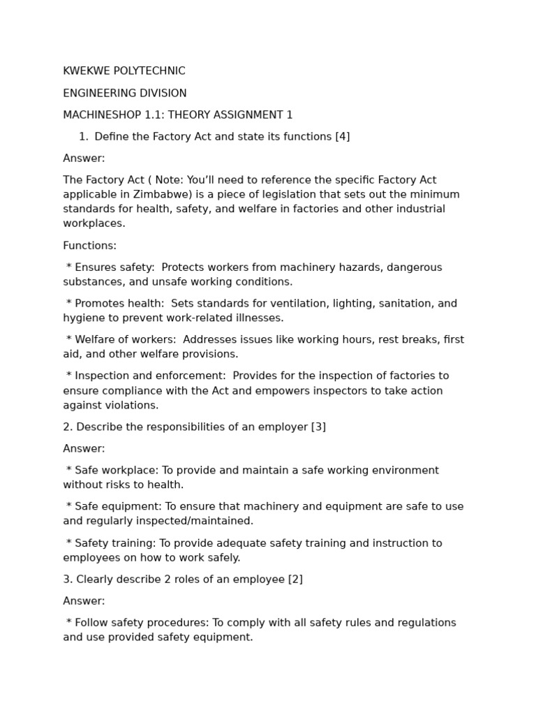 machne shop theory 1 | PDF | Occupational Safety And Health | Safety