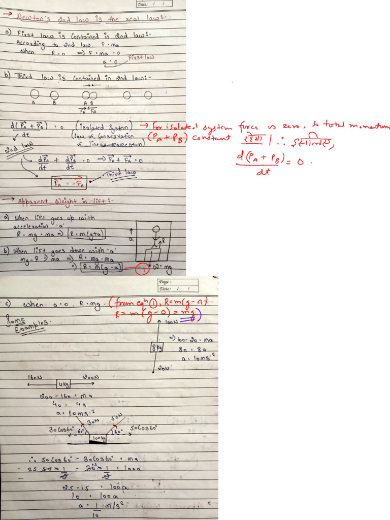 Laws of Motion Blank Class Notes | PDF