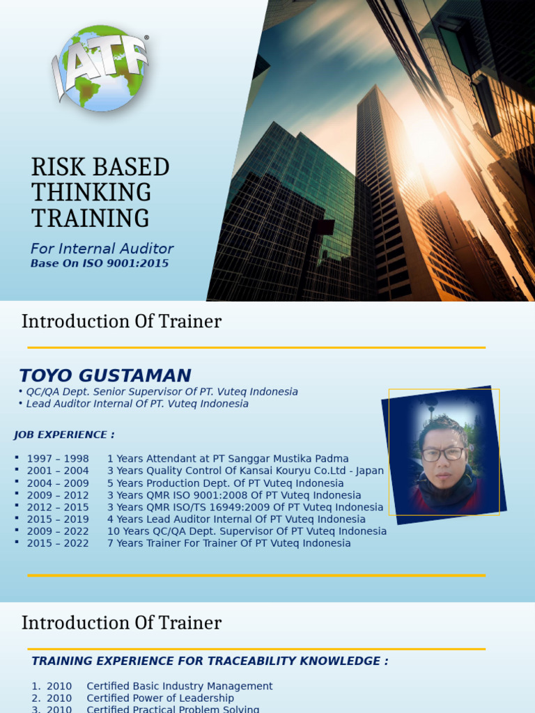 ISO 9001 Risk Training for Auditors | PDF | Risk | Quality Management