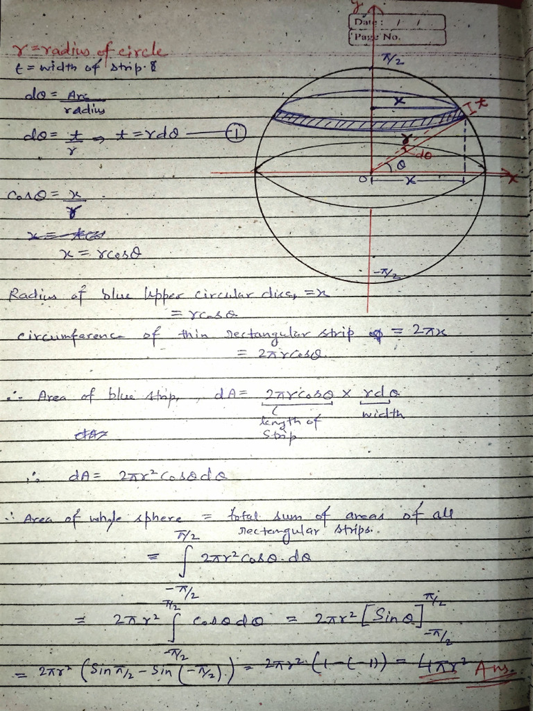 Area of Sphere Derivation | PDF