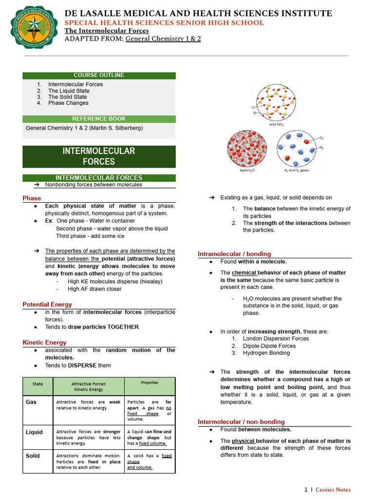 CHEMISTRY - Intermolecular Forces | PDF | Chemical Polarity ...