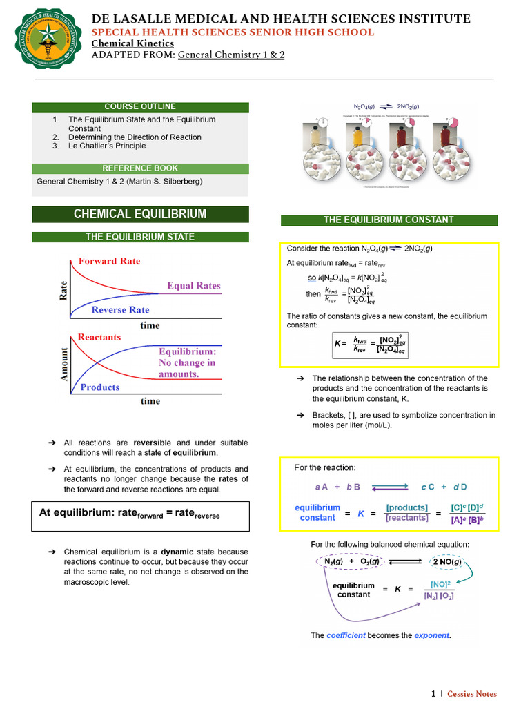 Chemical Equilibrium and Kinetics Guide | PDF | Chemical Equilibrium ...