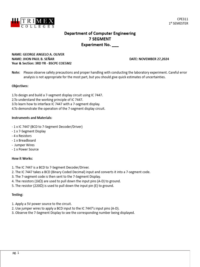 7 Segment | PDF | Binary Coded Decimal | Digital Electronics