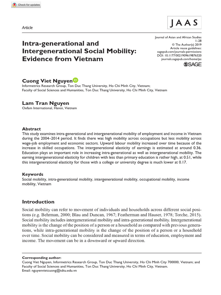 2019-Intragenerational and Intergenerational Social Mobility, Evidence ...