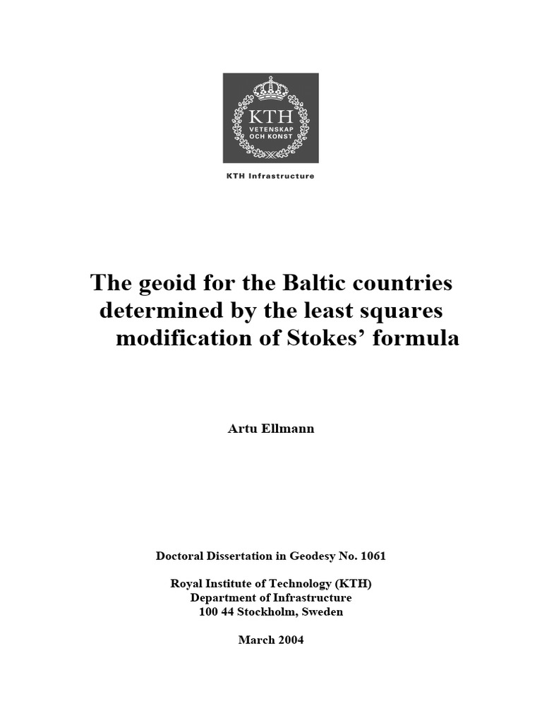 Baltic Geoid Model via Stokes' Formula | PDF | Geodesy | Geophysics