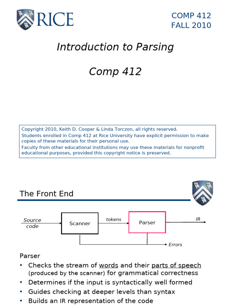 Introduction To Parsing | PDF | Parsing | Language Mechanics