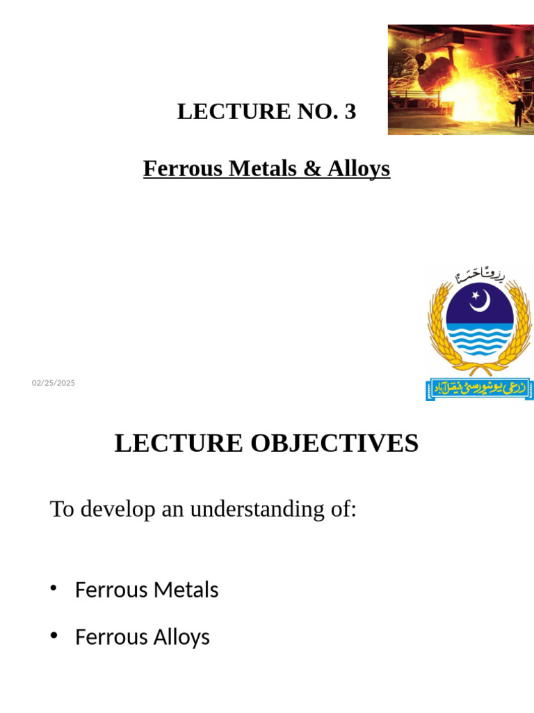 Lecture 3 Ferrous Metals - Alloys | PDF | Cast Iron | Iron