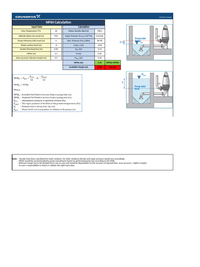 NPSH Calculator | PDF | Pressure | Atmospheric Pressure
