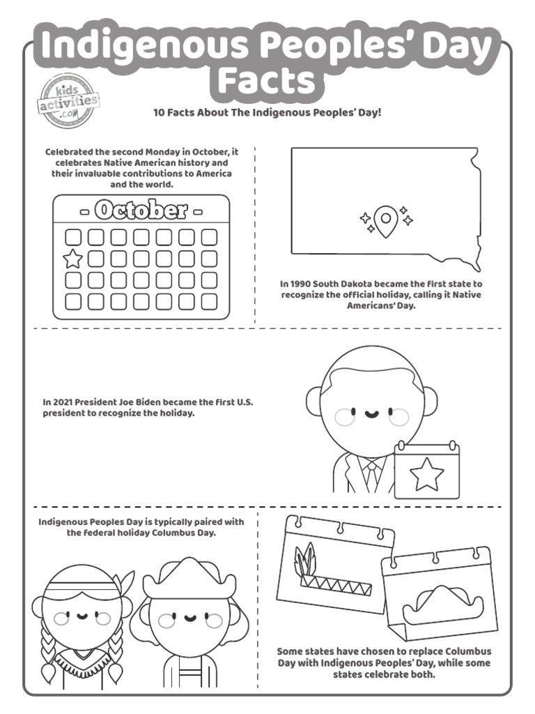Indigenous People's Day Facts - Coloring Pages | PDF | Observances ...