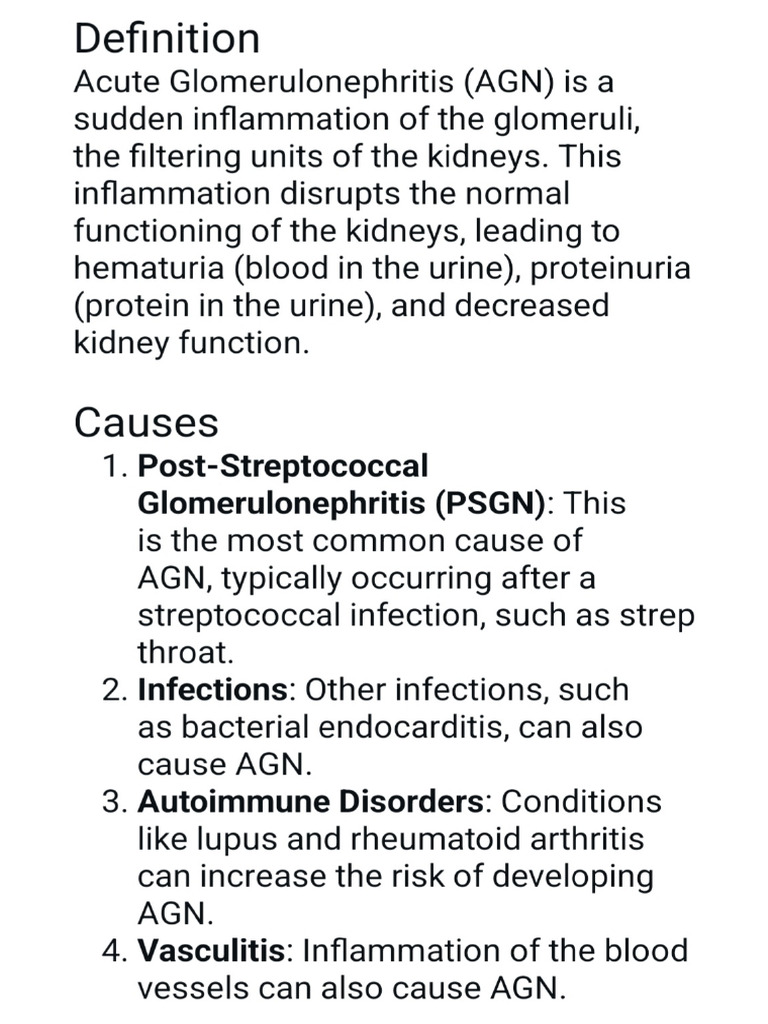 Acute Glomerulonephritis (AGN) | PDF