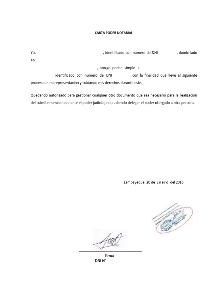 Carta Poder Notarial MD | PDF