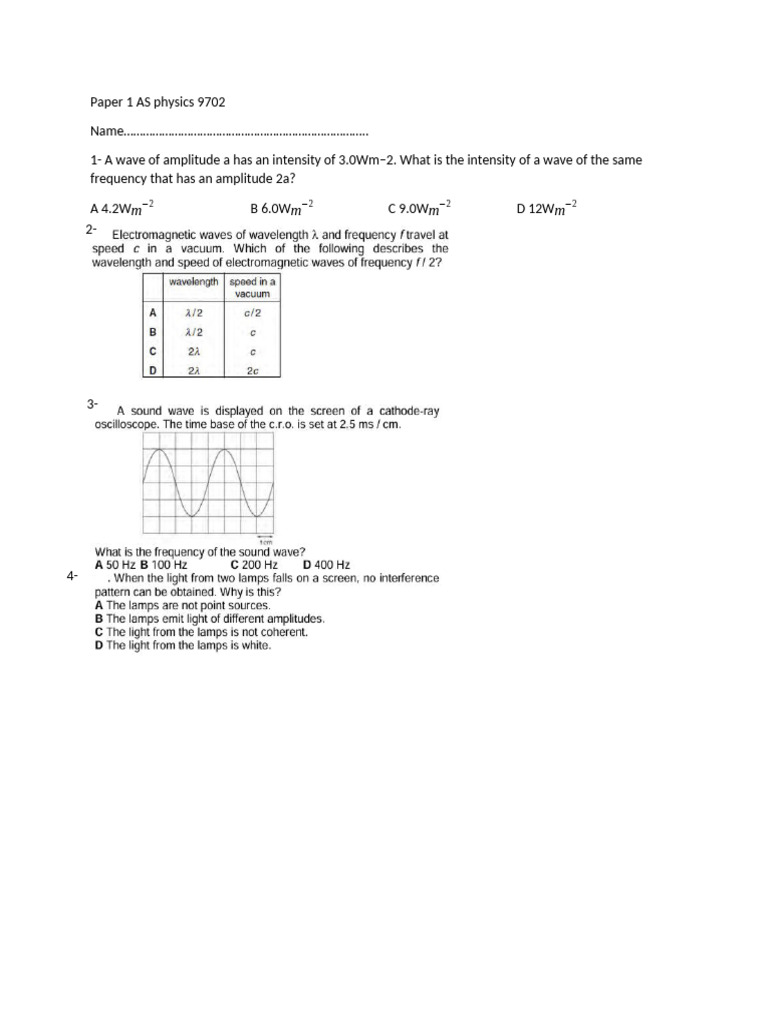 Paper 1 AS Physics 9702 (17-2-25) | PDF