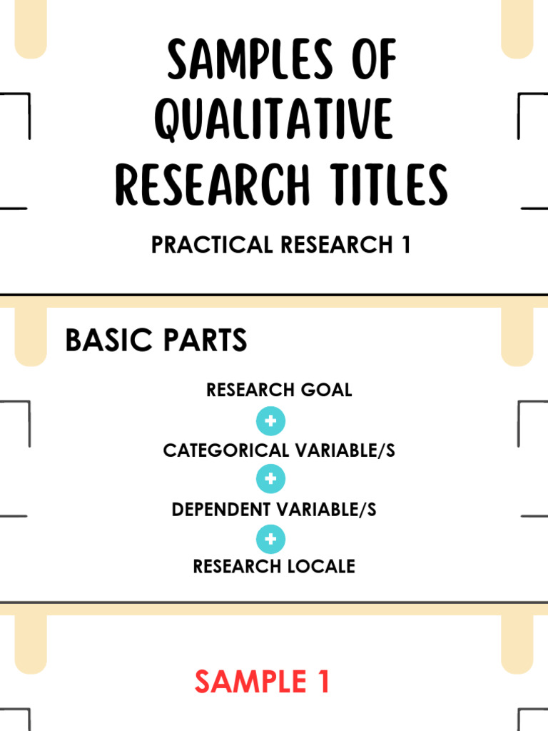 Samples of Research Titles in Qualitative Form Discussion | PDF
