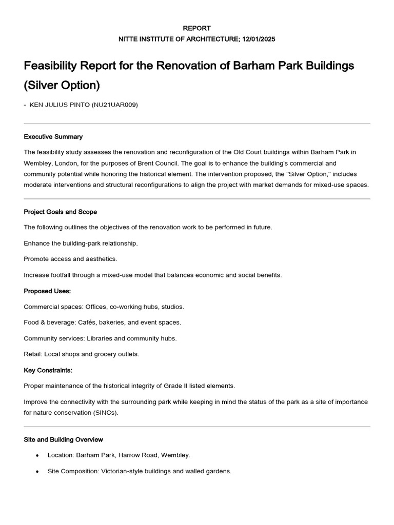 Barham Park Renovation Feasibility Report | PDF | Natural Environment
