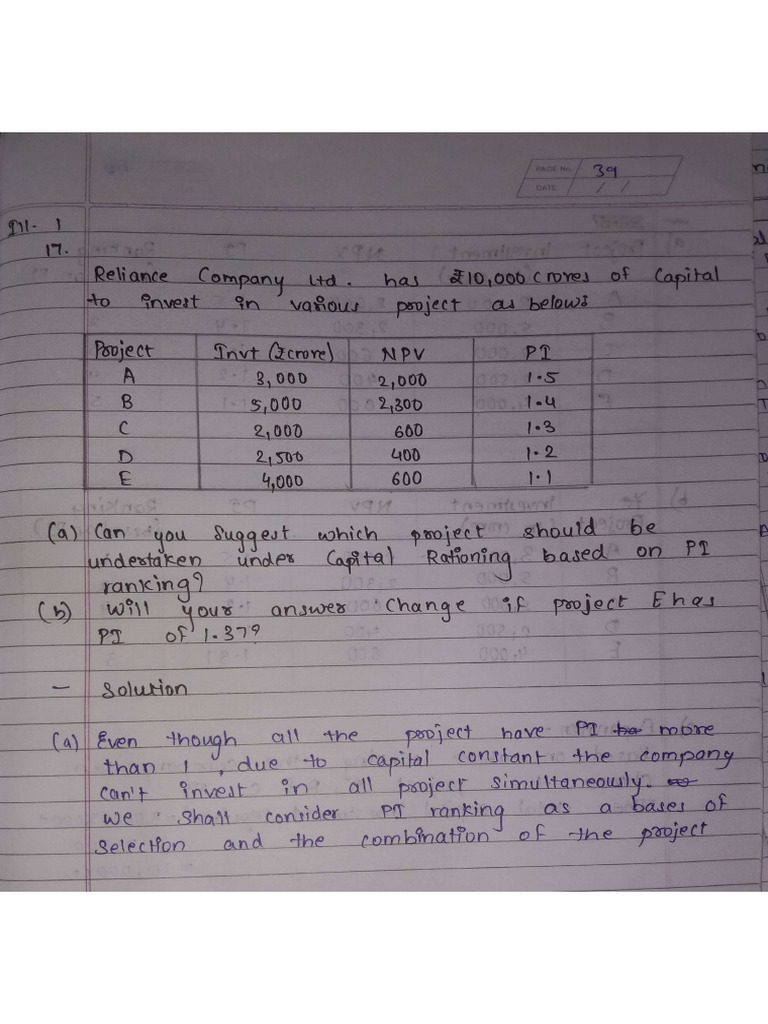FM Capital Rationing Sum | PDF