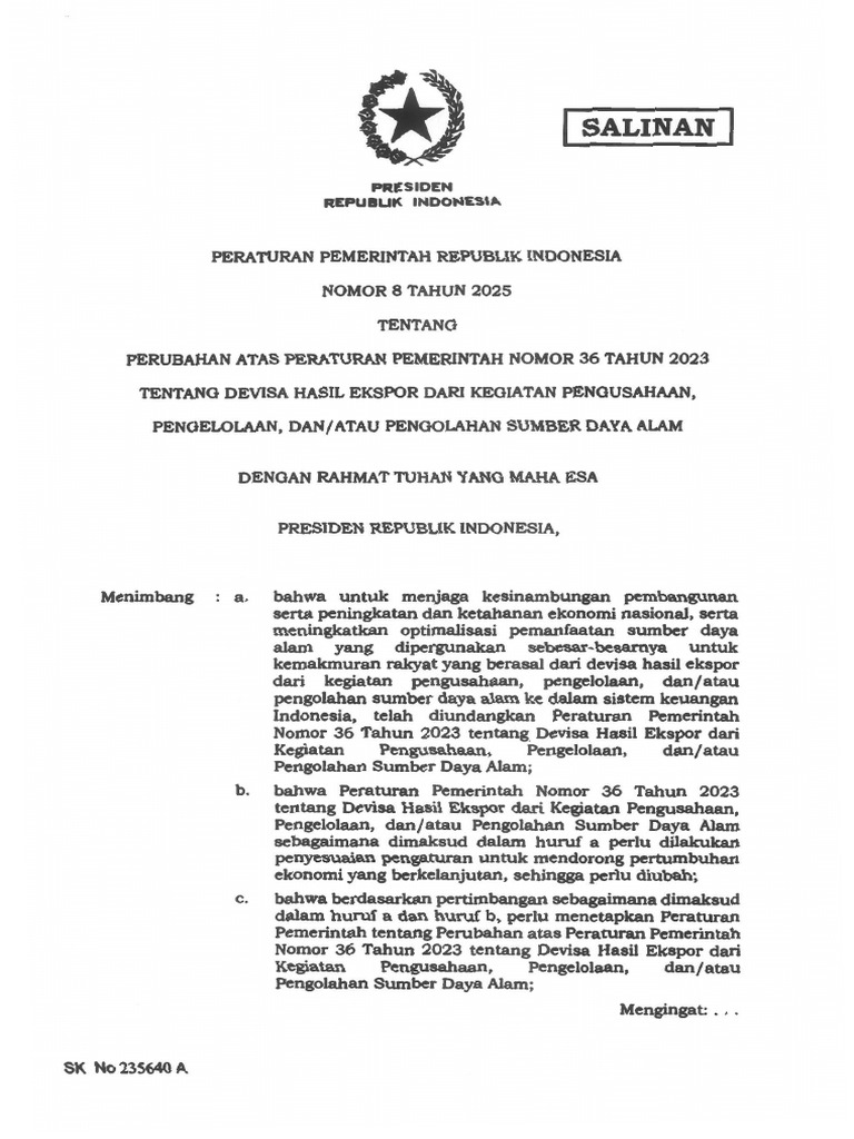 Perubahan Aturan Devisa Ekspor | PDF