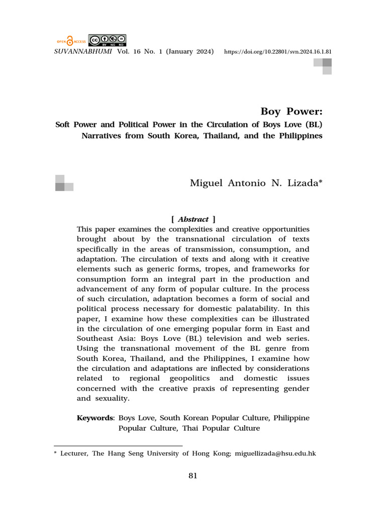 Boy Power Soft Power and Political Power in The Circulation of Boys ...
