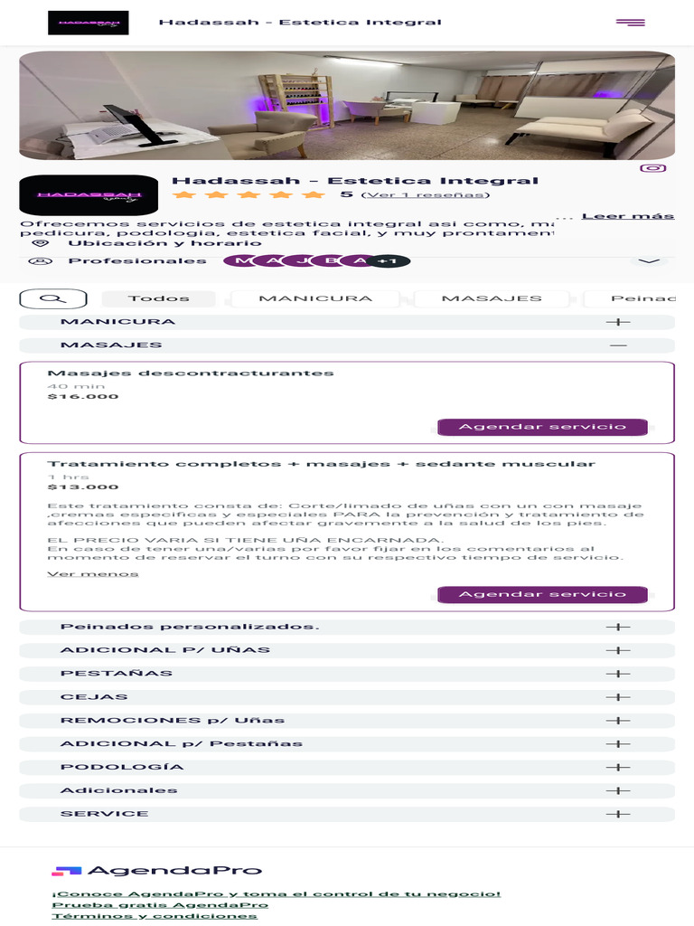 Hadassah - Estetica Integral Agenda Online | PDF