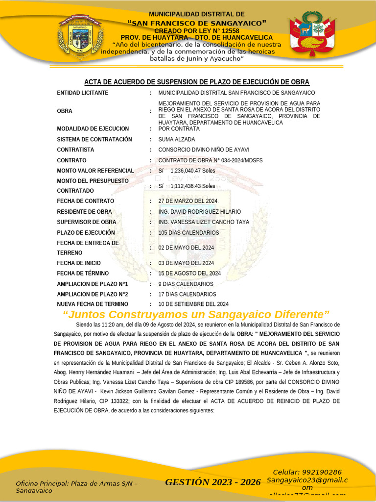 ACTA DE SUSPENSION DE PLAZO 2 | PDF