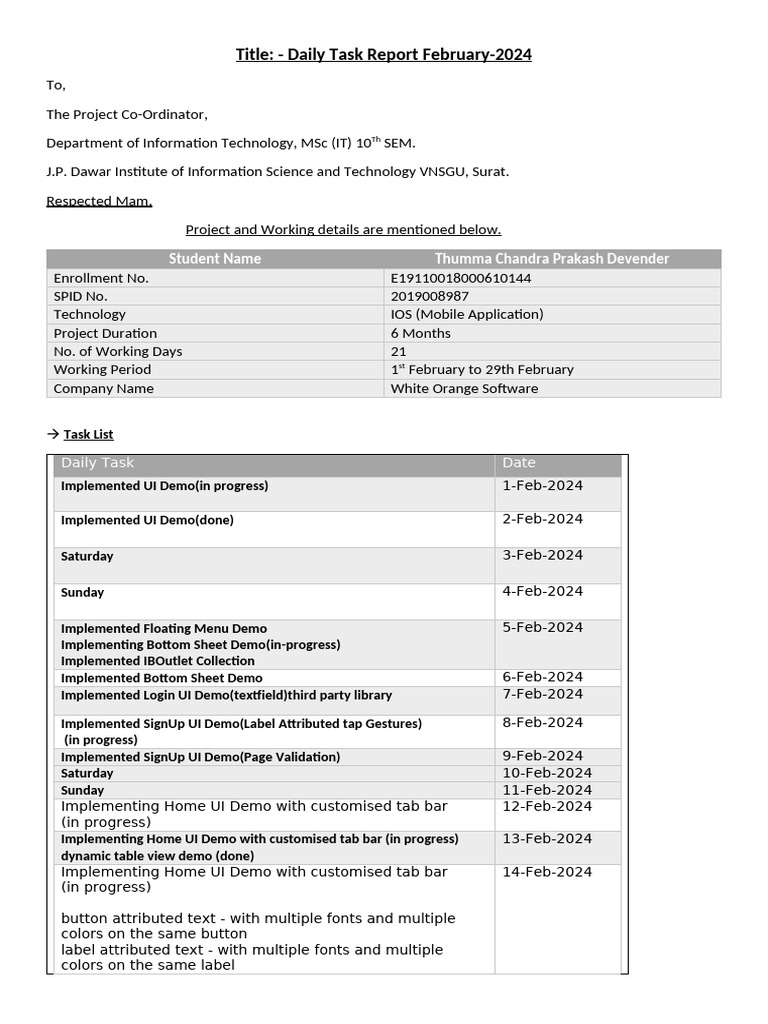 Februaray 2024 Task Report CLG ChandraPrakash | PDF | Software | Computing