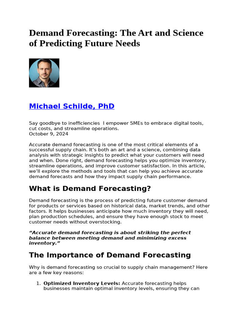 Demand Forecasting Paper | PDF | Forecasting | Statistics
