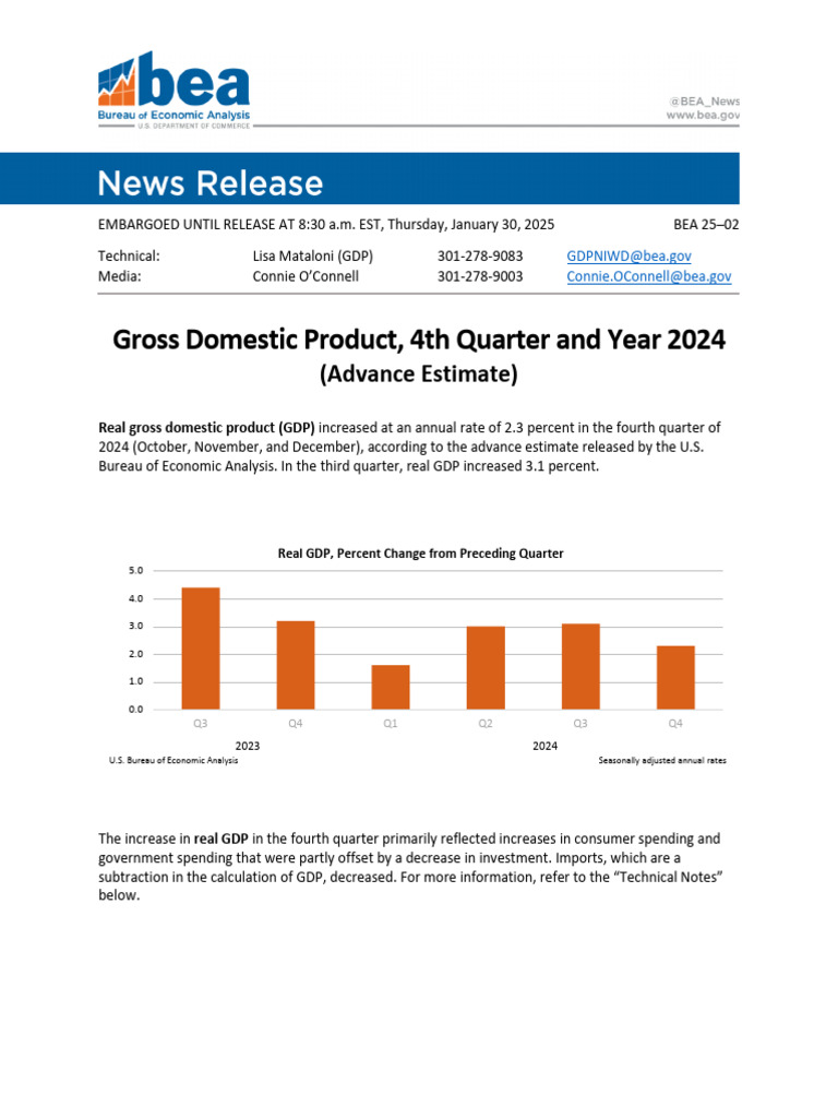 Us GDP | PDF | Gross Domestic Product | Personal Consumption ...