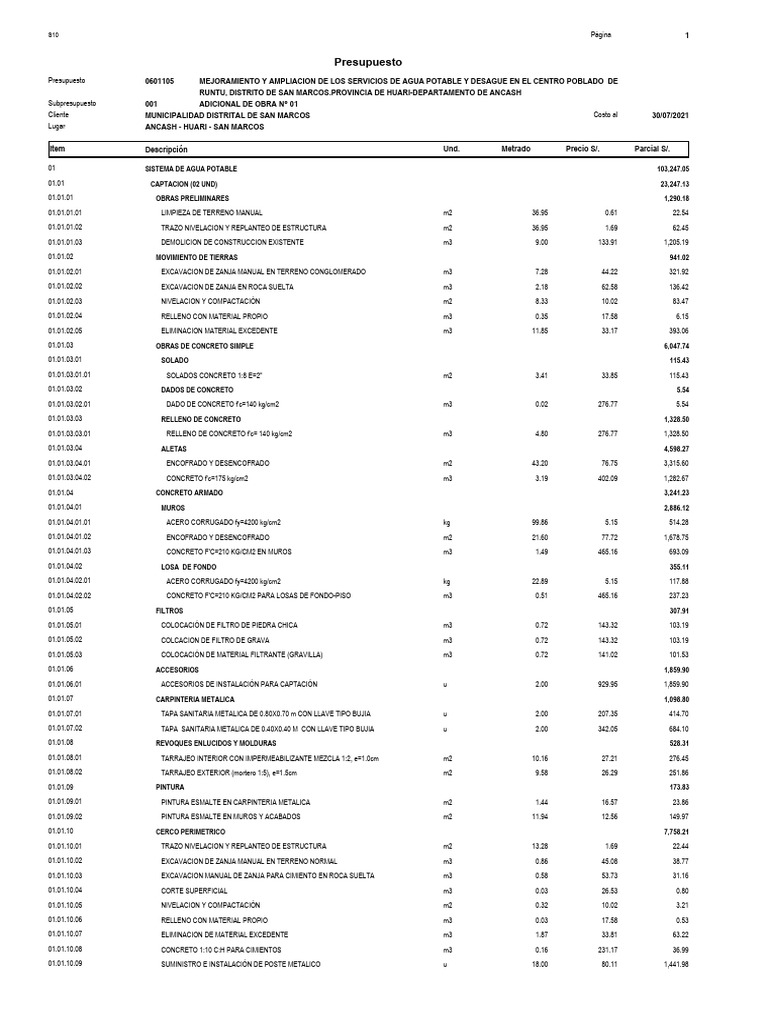Presupuesto Adicional | PDF | Hormigón | Construyendo tecnología