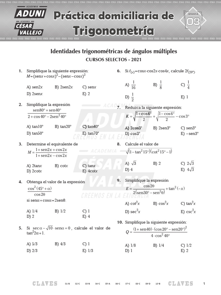 T CS Domi Sem3 | PDF | Trigonometría | Geometría Elemental