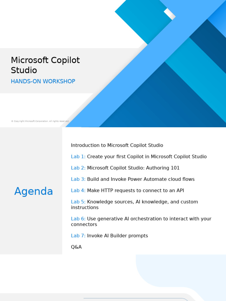 Microsoft Copilot Studio - Workshop | PDF | Microsoft Azure | Artificial Intelligence