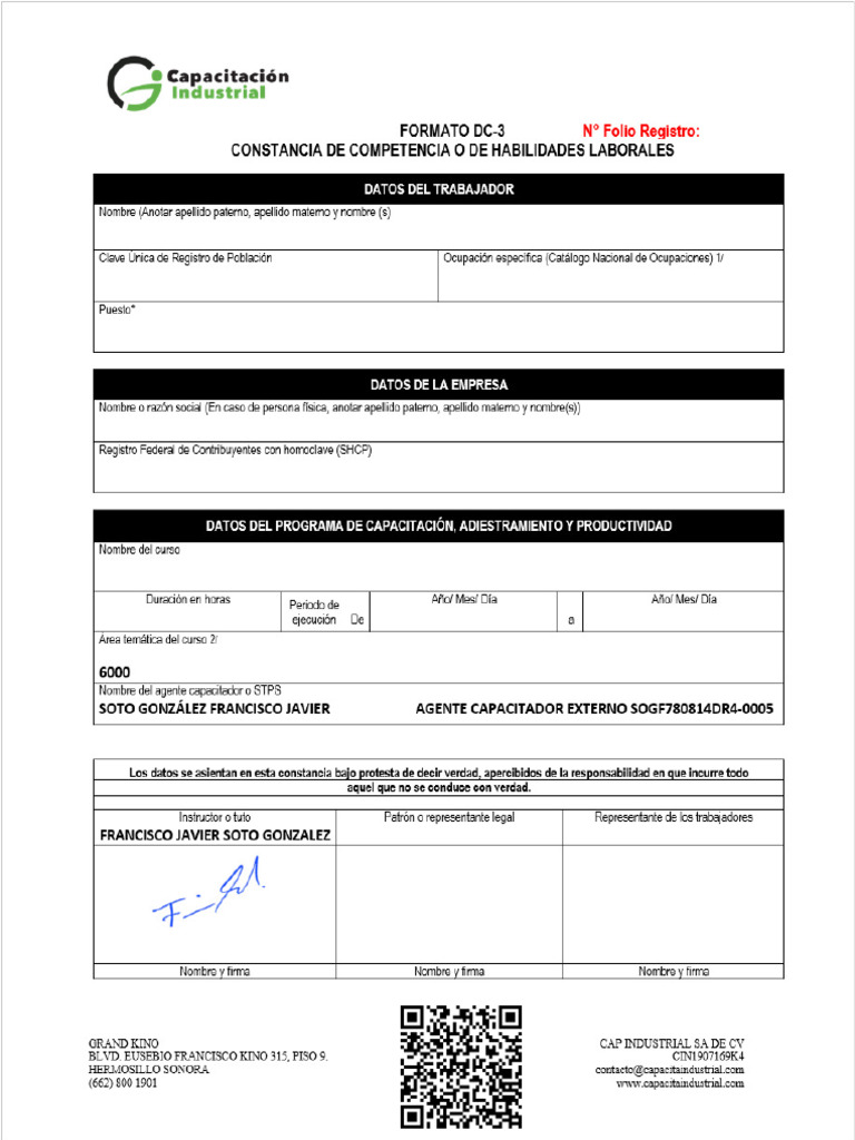 Certificado DC3 Del Curso Trabajos en Altura | PDF