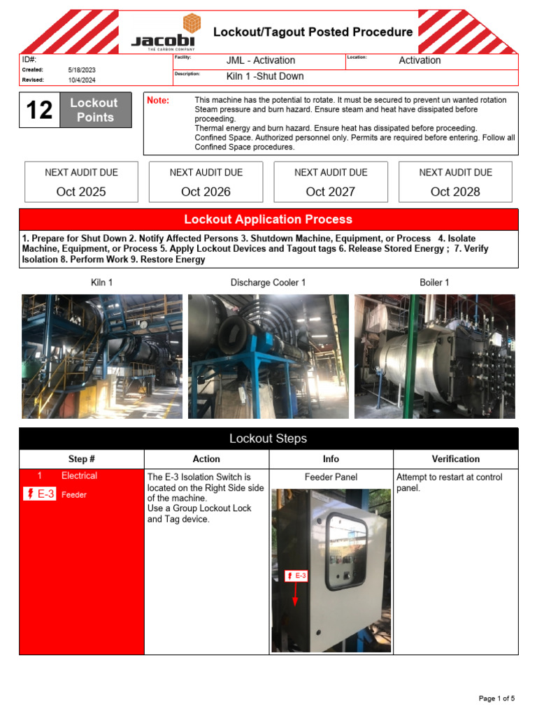Lockout/Tagout Procedure for Kiln 1 | PDF | Manufactured Goods | Energy ...