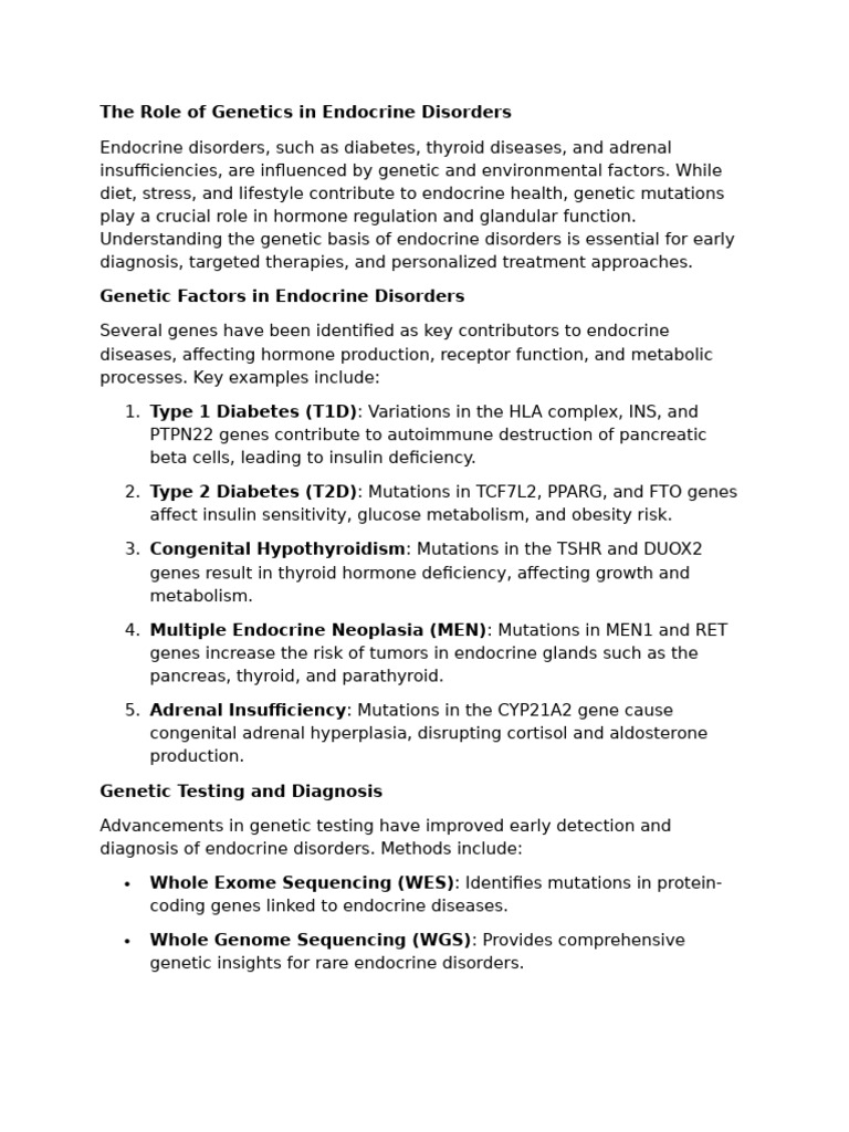 The Role of Genetics in Endocrine Disorders | PDF | Endocrine System ...