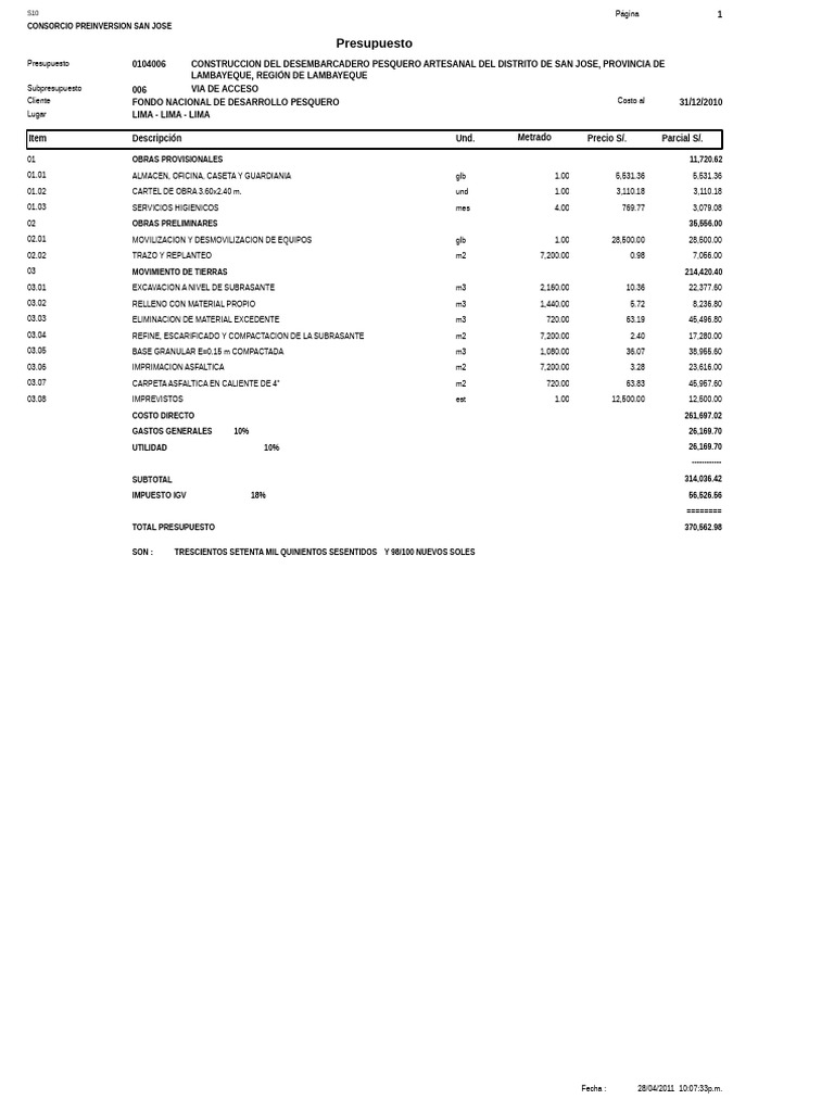 Presupuestocliente | PDF