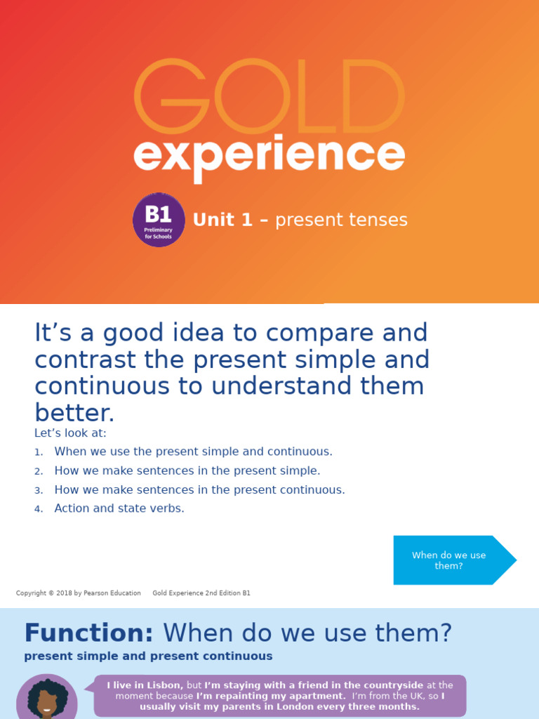 Gold Exp Grammar Ppt B1 U1 | PDF | Verb | Language Mechanics