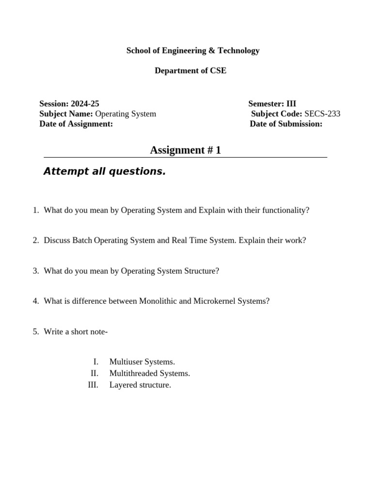 OS Assignment 1 | PDF